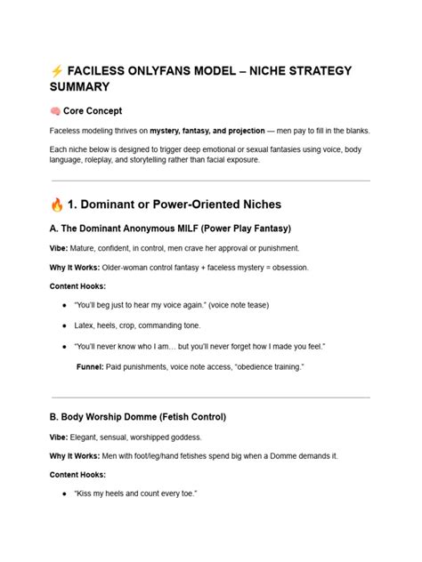 Faceless Onlyfans Niche Strategies Pdf Dominatrix