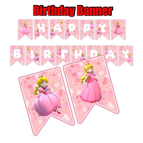 Princess Peach Birthday Banner Princess Peach Birthday Party Princess