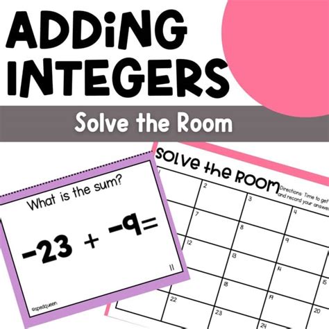 Adding Integers Solve The Room Task Cards Scavenger Hunt Positive Negative