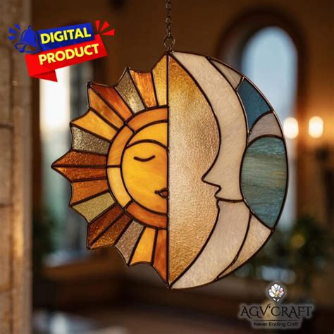 Sun And Moon Stained Glass Pattern Sun And Moon Suncatcher Yinyang