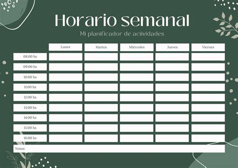 Linda Plantilla De Horario Semanal Con Tiempo