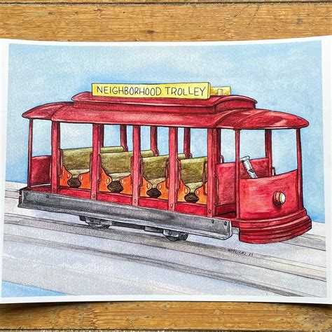 Mr Rogers Trolley Art Print 8x10 Neighborhood Of Makebelieve Fred