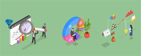 3d Isometric Flat Vector Illustration Of Performance Data Visualization