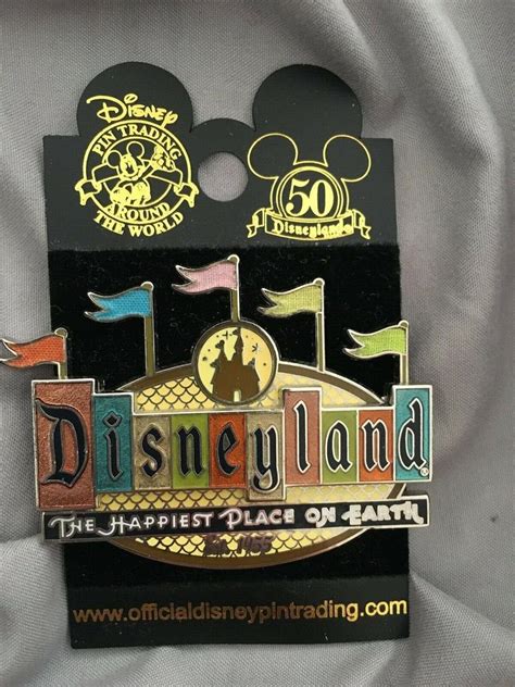 Disneyland Happiest Place On Earth Sign Marquee Disney Retro Flag Pin