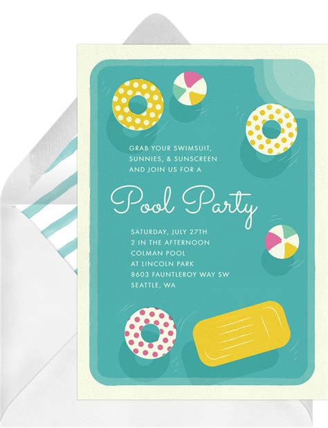 Classic Pool Floaties Invitations