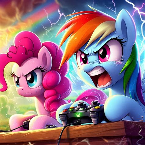 Rainbow Dash And Pinkie Pie Video Games Ai Gen By Joshuaecw21985 On