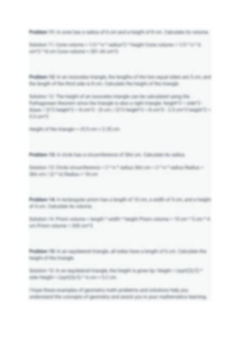 Solution 15 Examples Of Geometry Math Problems And Their Solutions