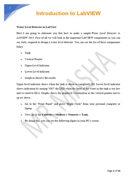 Water Level Detector In Labview P Pdf Cursor User Interface Computing