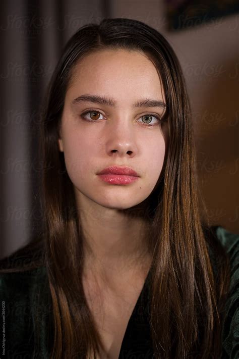 Portrait Of A Beautiful Girl With A Different Eyes By Stocksy