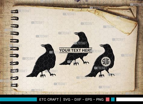 Crow Monogram Crow Silhouette Crow Svg Raven Svg Blackbird Svg