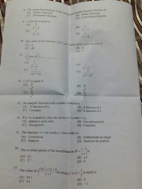 Srm Question Papers Advance Calculus And Complex Analysis