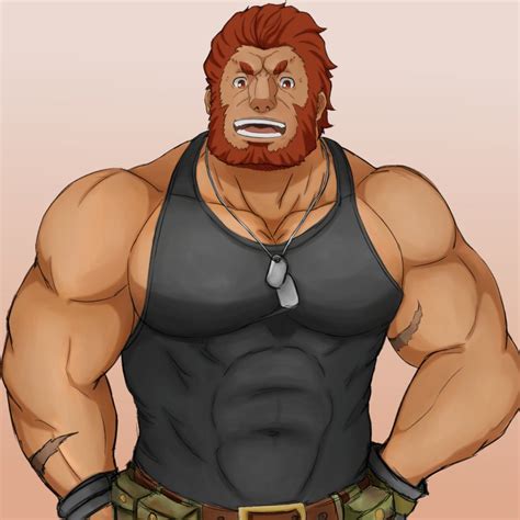 Safebooru 1boy Abs Beard Belt Biceps Black Tank Top Bracelet Chest