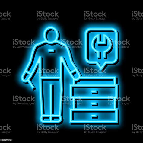 Furniture Assembler Neon Glow Icon Illustration Stock Illustration