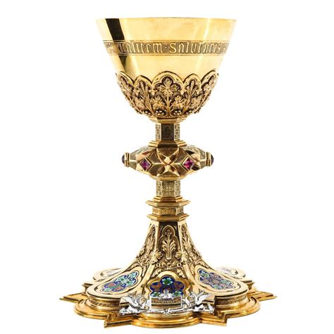 1 Gothic Style Chalice Complete With Paten Spoon And Original Case Chalices And Ciboria