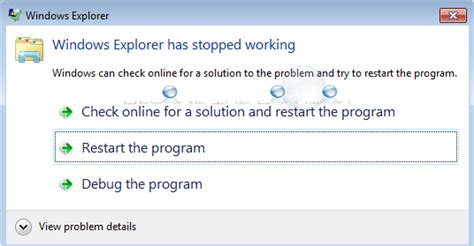 fix windows explorer has stopped working