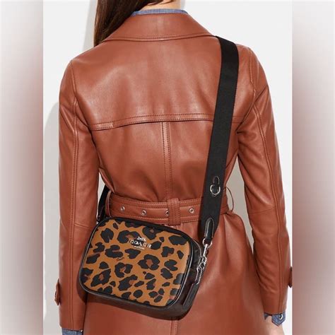 Coach Crossbody With Leopard Print Camera Bag Purse Fabric Crossbody