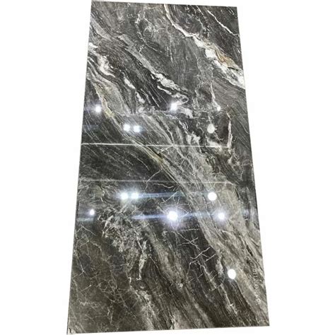 Glossy Dark Grey Rectangle Floor Marble Tile For Flooring 2x4 Ft