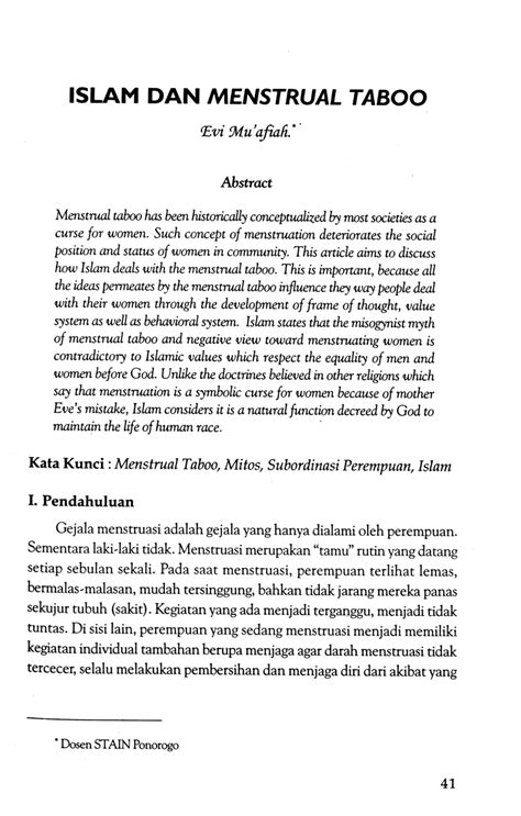 Pdf Islam Dan Menstrual Taboo
