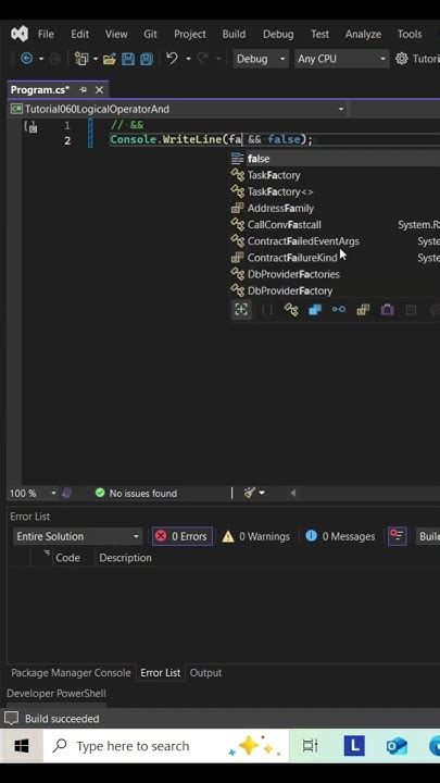 C Tutorial Logical Operator And Shorts Programming Csharp Youtube