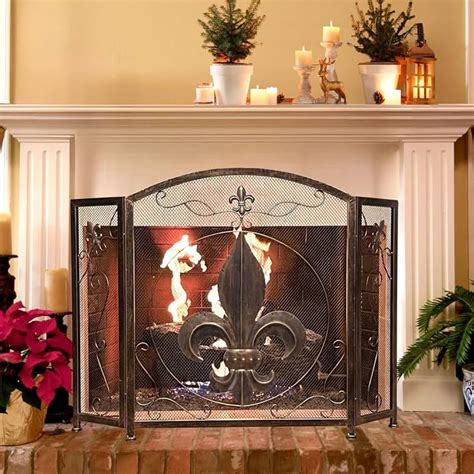 Fire Place Screen 3 Panel Fireplace Screen With Pine Cone Design 44 5