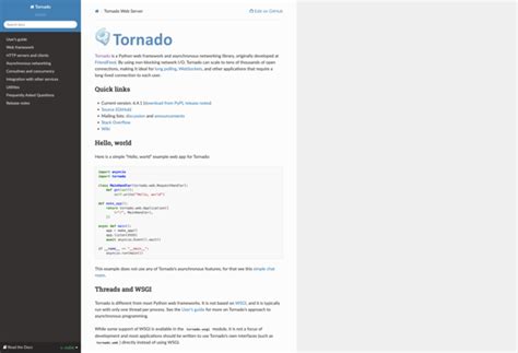Tornado Web Server High Performance Python Web Framework Sugggest