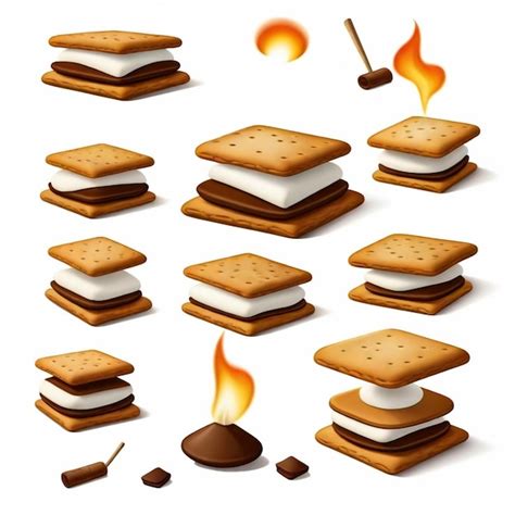 Smores Vector Set White Background Isolated Premium Ai Generated Vector