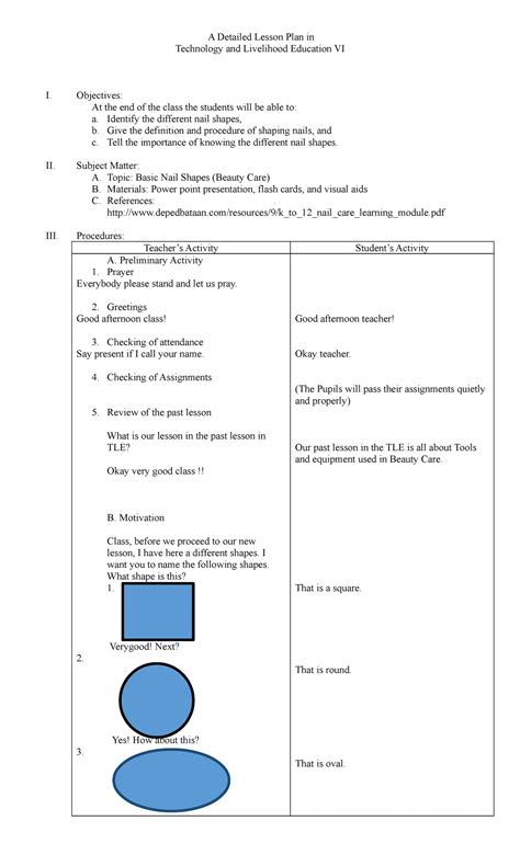 Detailed Lesson Plan Tle A Detailed Lesson Plan In Technology And