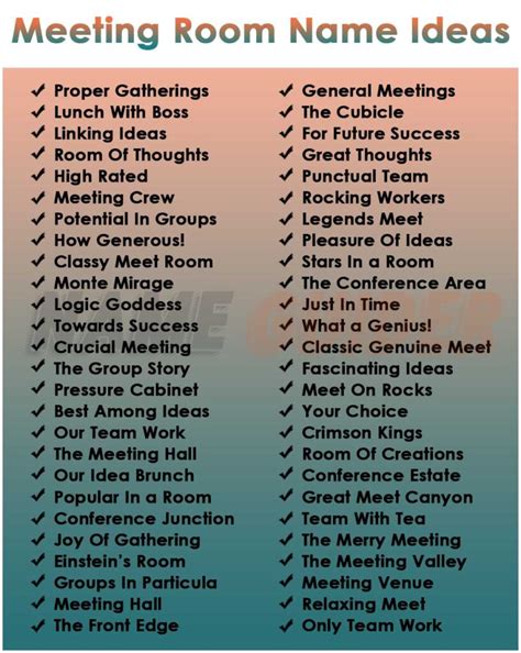 300 Conference Room Names And Suggestions