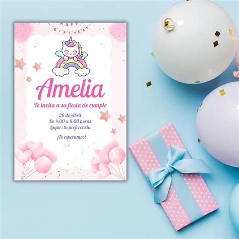 Invitación De Cumpleaños Para Niña Editable En Canva Descarga Digital