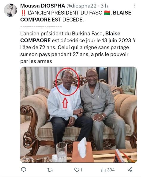 Blaise Compaoré Est Décédé Lancien Président Du Burkina Faso Victime De Photos Yop L Frii