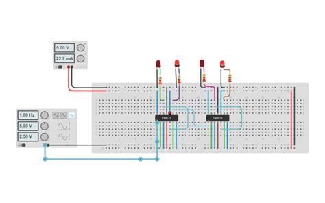 Circuit Design 4 Bit Asynchronous Counter Using D Flip Flop Tinkercad