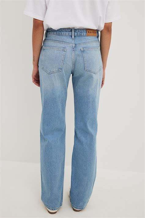 Straight Mid Waist Jeans Blue Na Kd
