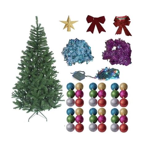 Set Brad Artificial Impodobit Complet Craciun 180 Cm Brad Artificial Globulete Instalatie