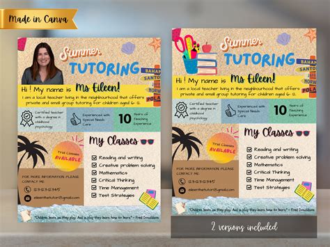 Tutoring Flyer Editable Tutoring Flyer Customizable Tutoring Flyer