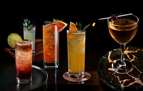 Download Glasses Of Fruit Cocktail Drinks Variants Wallpaper