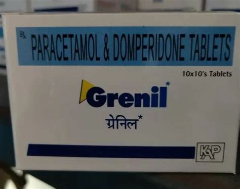 Grenil Tablet Paracetamol And Domperidone Tablets Packaging Size 100 Tablets In A Box At ₹ 332