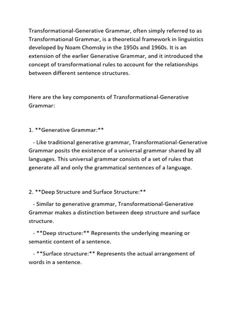 Transformational Pdf Syntax Grammar