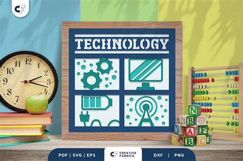 Technology School Subject 3d Shadow Box · Creative Fabrica