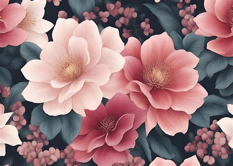 Pink And Blush Flower Patterns Background Art Generative Ai Pink And