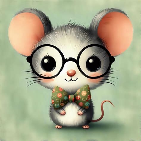 A Mouse With Glasses And A Bow Tie Is Shown Premium Ai Generated Image