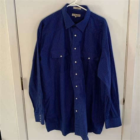 Foxfire Shirts Foxfire Blue And White Plaid Western Long Sleeve Button Down Shirt Size 2xlt