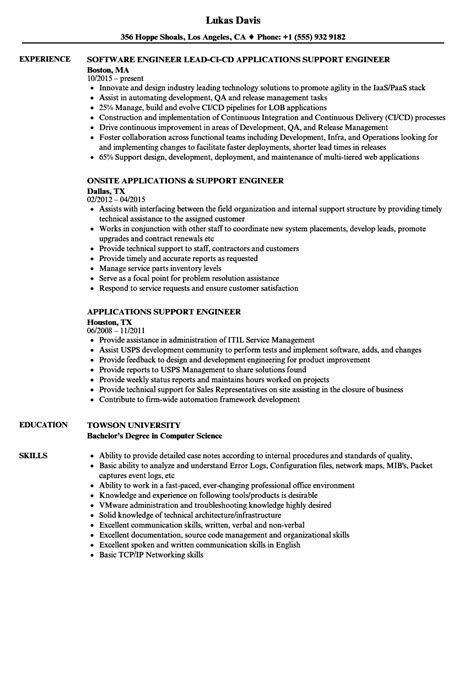 Applications Support Engineer Resume Samples Velvet Jobs