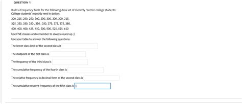 Solved QUESTION Build A Frequency Table For The Following Chegg