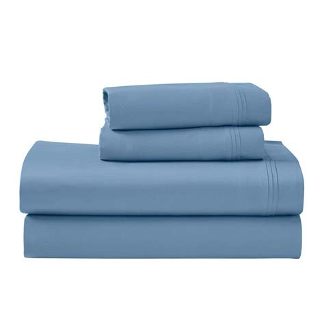 Superior 1000 Thread Count 4 Piece Solid Medium Blue Egyptian Cotton