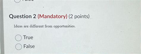 Solved Question 2 (Mandatory) (2 ﻿points)Ideas are different | Chegg.com