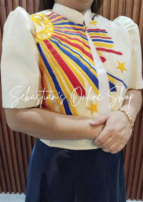 Sinag Bolero Modern Filipiniana Bolero Sinag Filipiniana Philippine Flag Bolero Shopee