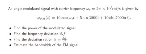 Solved An Angle Modulated Signal With Carrier Frequency Chegg