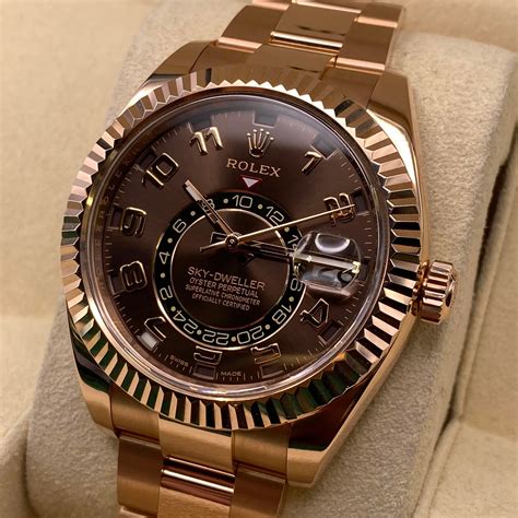Rolex Sky Dweller Everose Gold Chocolate Dial Automatic Watch Bandp