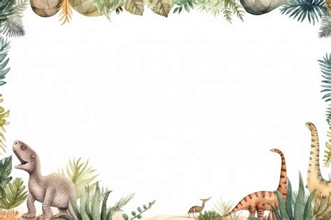 Premium Photo Frame For A Background Embellished With Watercolor Fossils And Prehistoric Premium Photo Frame For A Background Embellished With Watercolor Fossils And Prehistoric