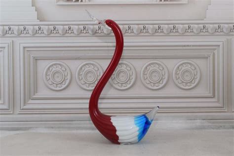 Large Amazing Rainbow Swan Murano Statue Murano Style Sculpture